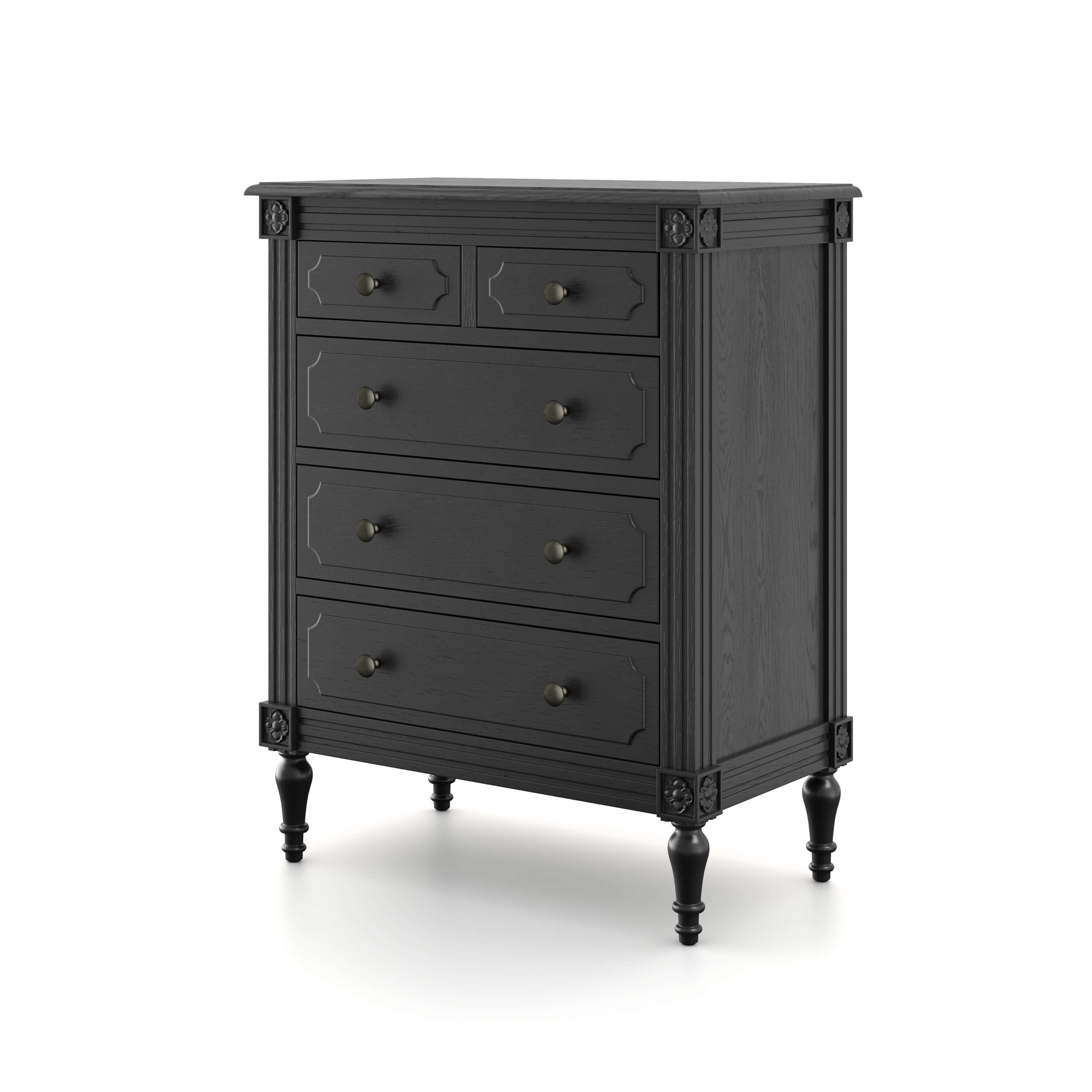 Casterton 5 Drawer Chest | Feather & Black